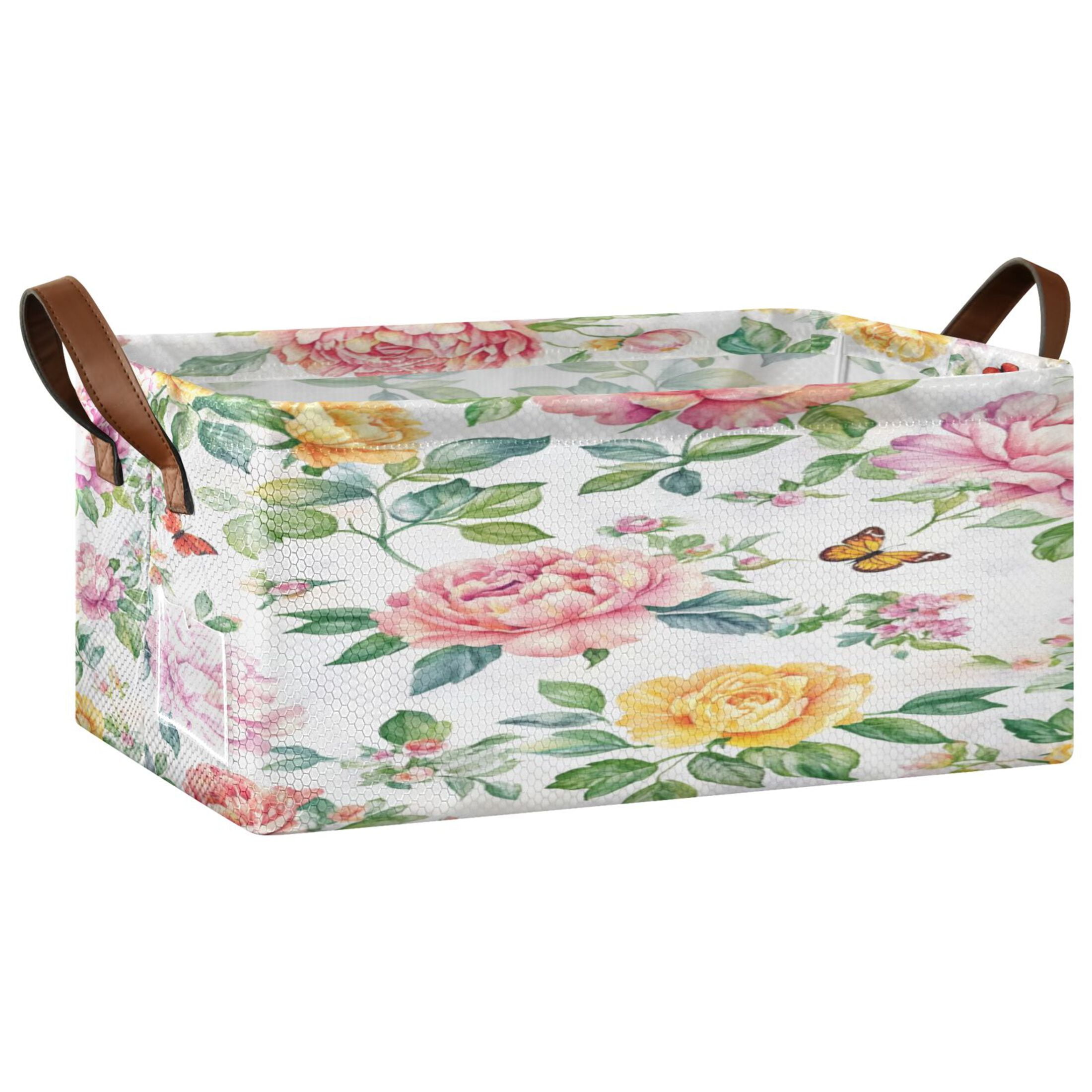 1PCS Foldable Storage Basket with Metal Frame Collapsible Organizer Bin ...