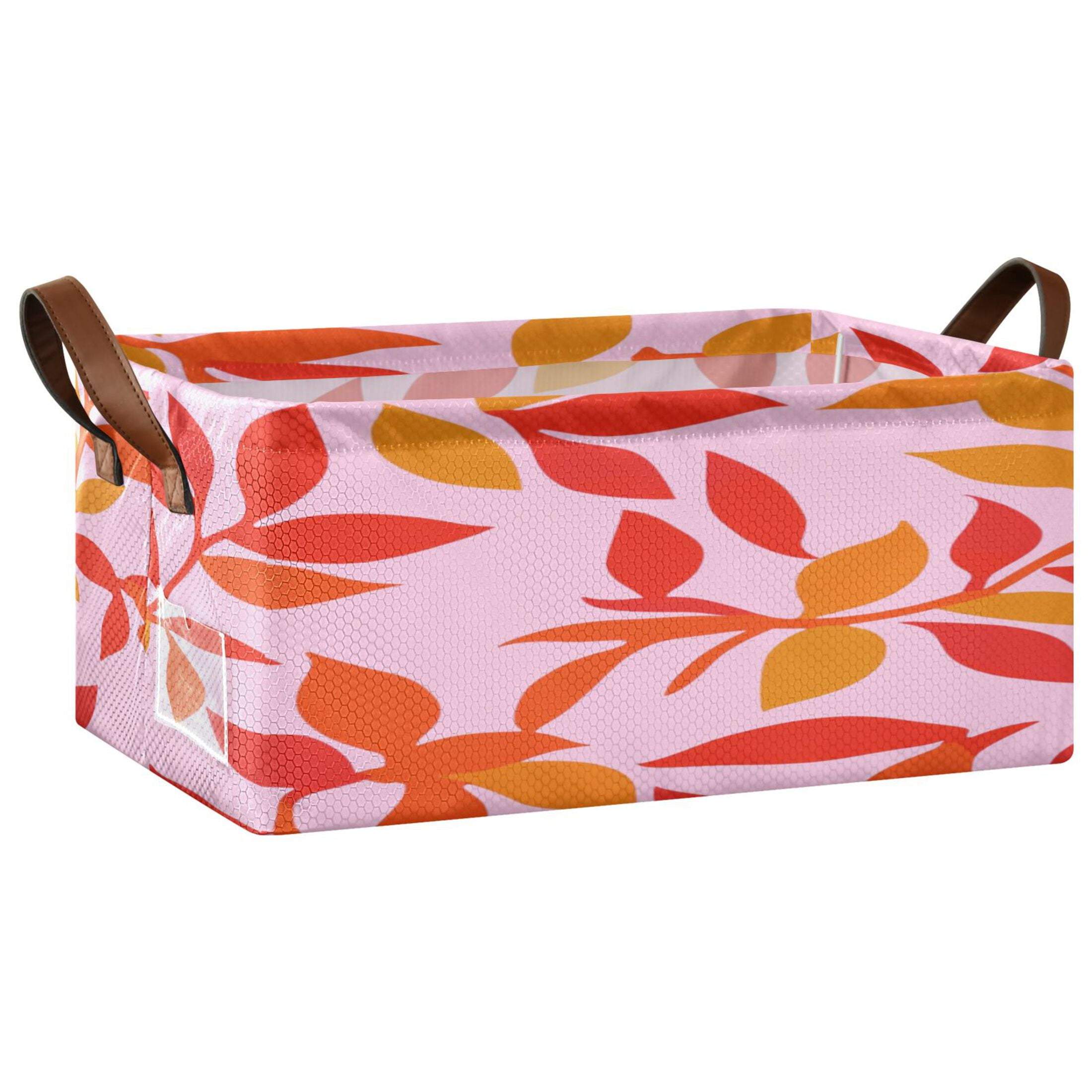 1PCS Foldable Storage Basket with Metal Frame Collapsible Organizer Bin ...