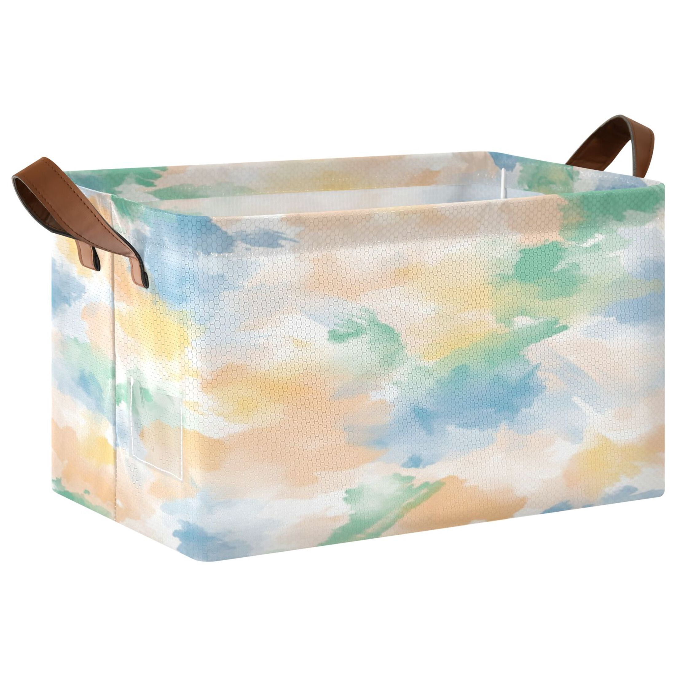1PCS Foldable Storage Basket with Metal Frame Collapsible Organizer Bin ...