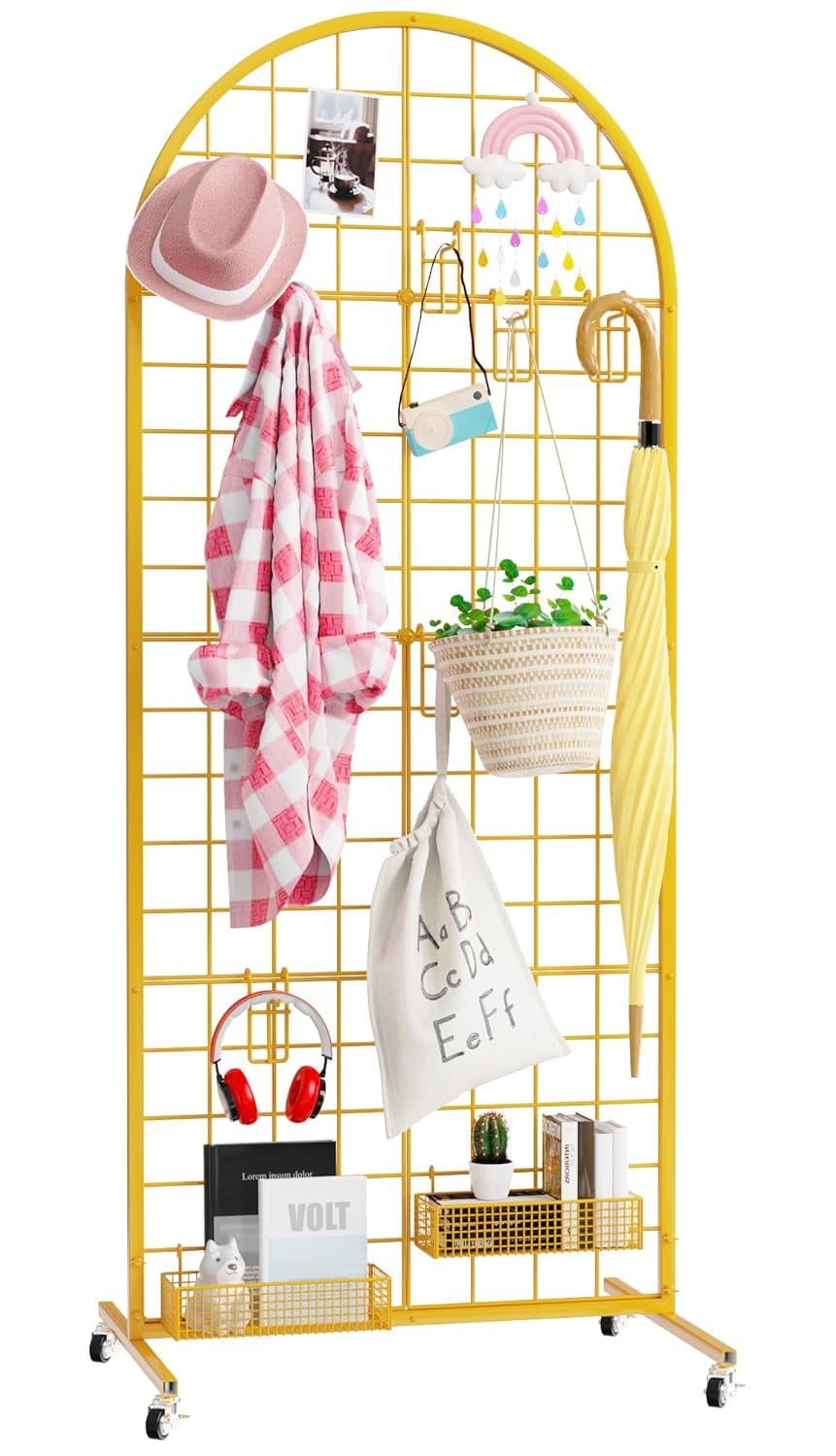 1PCS Gridwall Panel Display Stand 2' x 5.2' FT Gold Movable Wire Grid ...