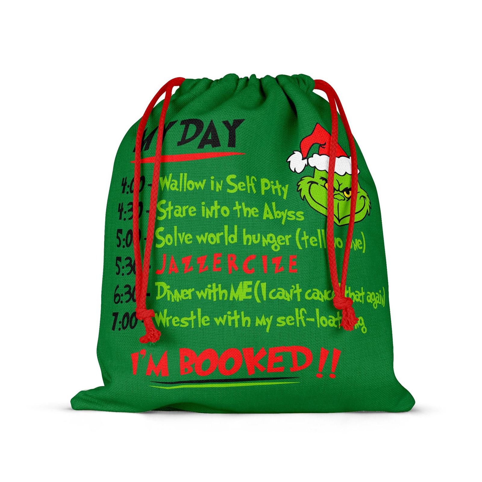1PCS Grinch Christmas Gift Bag, Drawstring Pocket Burlap Christmas ...