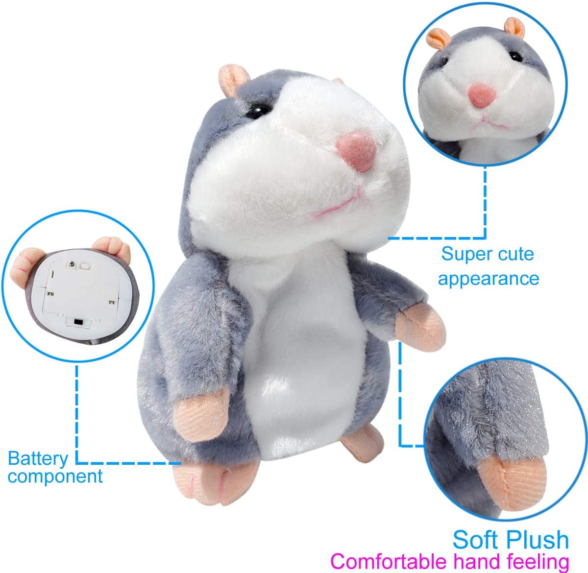 1PCS Hamster Toys, Talking Hamster Toys Repeats What You Say, Mimicry Pet Toy Plush Buddy Mouse ...