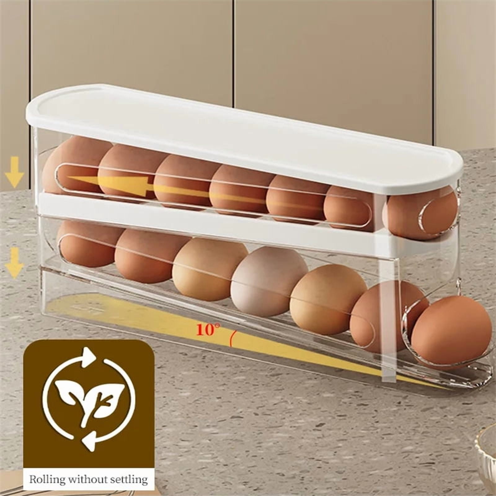 1PCS Home Refrigerator Egg Storage Box Automatic Rolling Eggs Holder ...