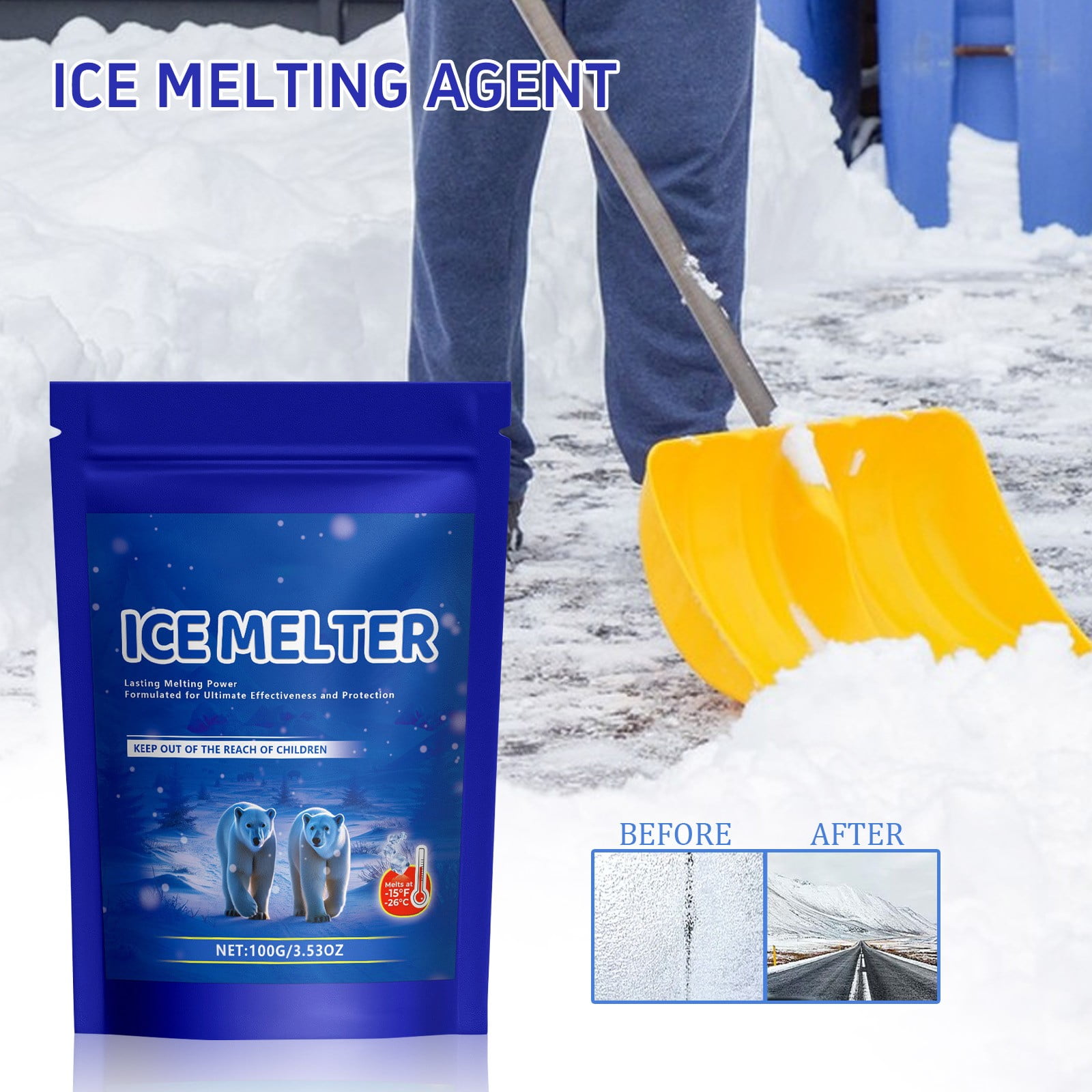 1PCS Ice Melt Safer for Concrete 100g Bag, 2025 New Snow Salt Ice Melt ...