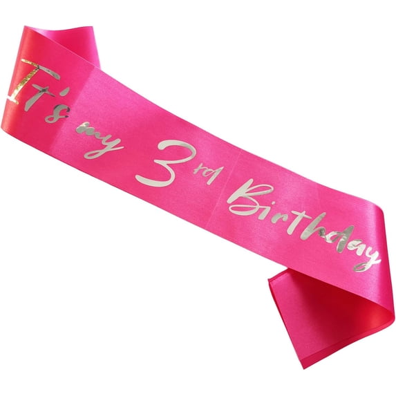 1PCS It's My 3rd Birthday Sash, Hot Pink Satin Sash with Silver Foil ...
