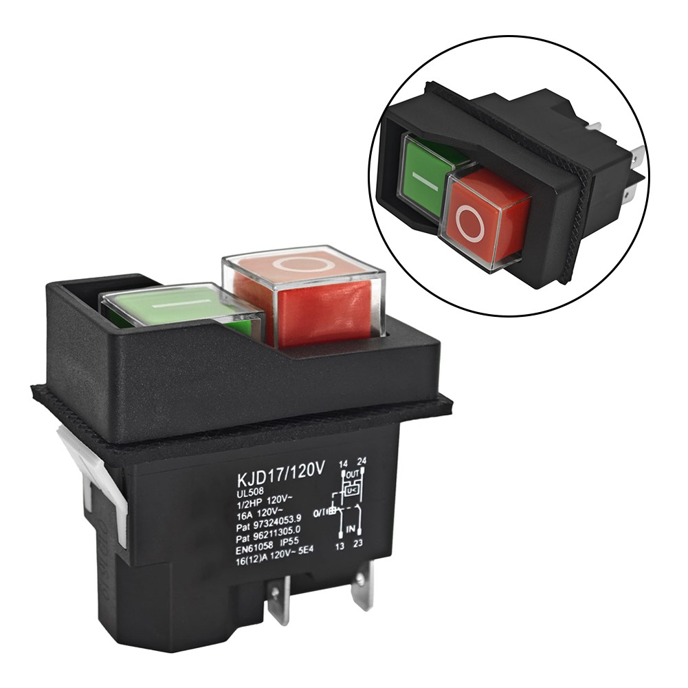 1PCS KJD17 Electromagnetic Pushbutton Switch 4Pin 120V/220V 16A for ...