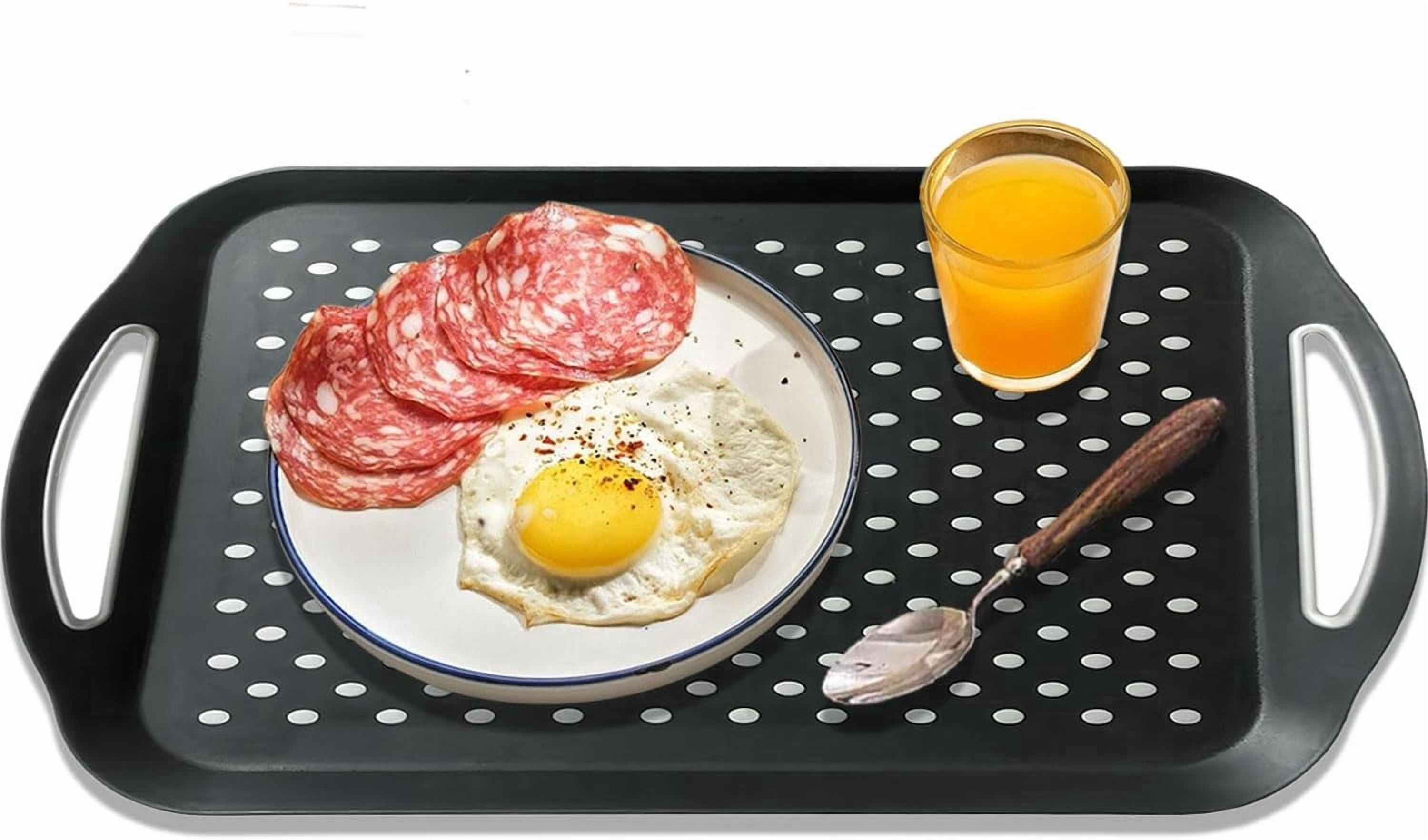 1PCS Large Non-Slip Serving Tray with Handles TV Lap Trays for Eating ...