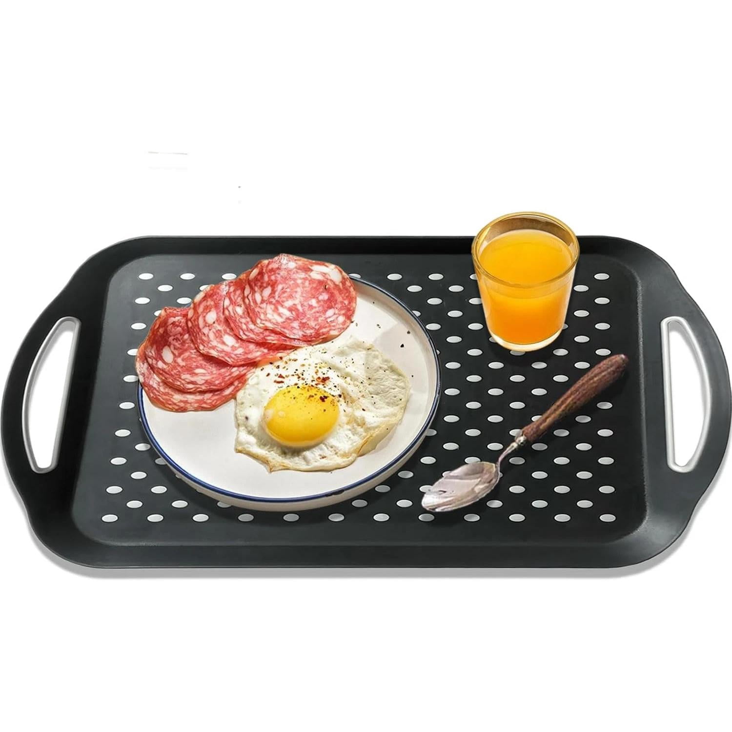 1PCS Large Non-Slip Serving Tray with Handles TV Lap Trays for Eating ...