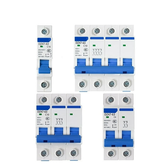 1PCS MCB DZ47-63 1P 2P 3P 4P 6A-63A AC 230V/400V C Type Mini Circuit ...