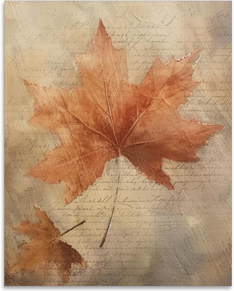 1PCS Maple Leaves Autumn Wall Art Prints Paper Poster Fall Wall Decor ...