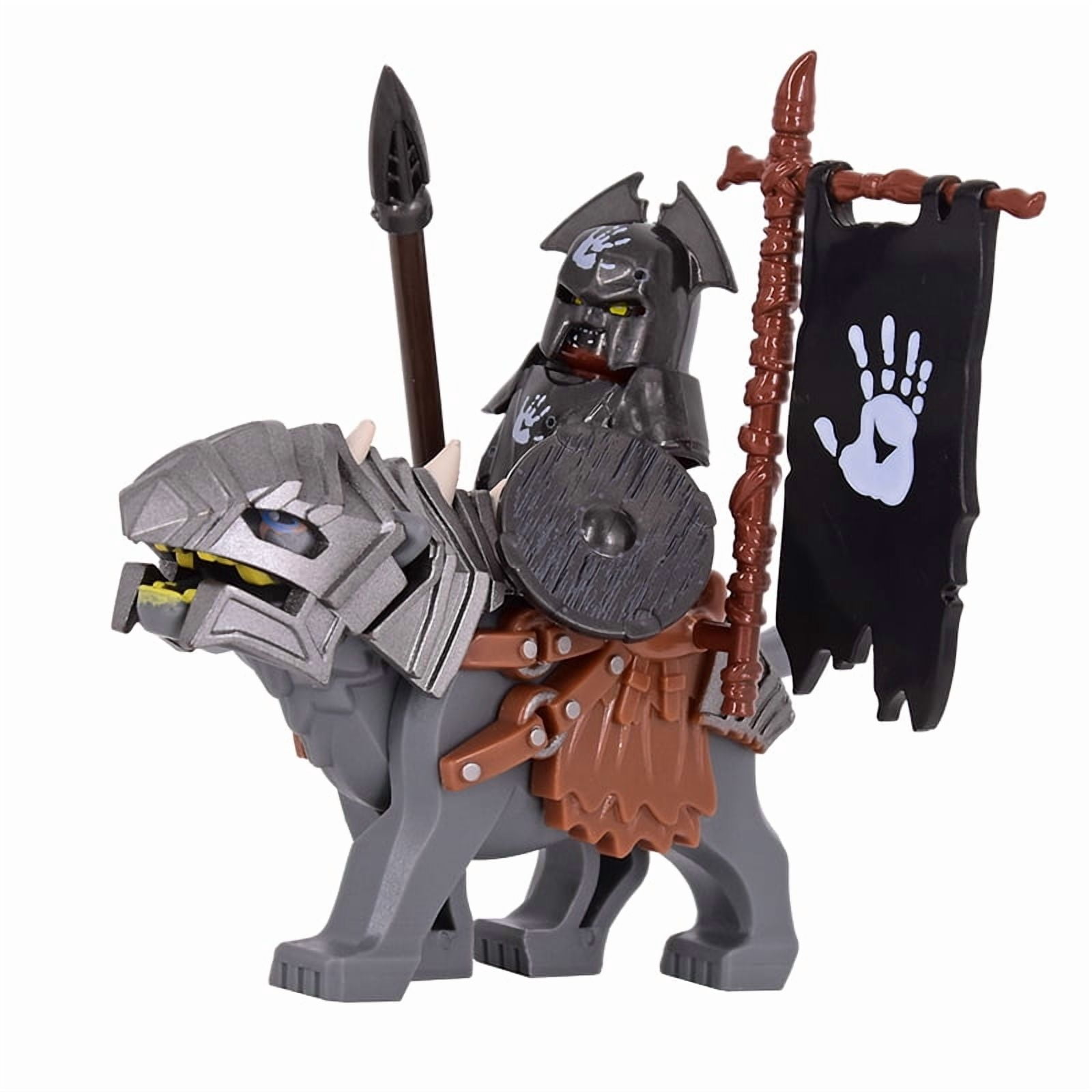 1PCS Medieval lotr Figures Orc Cav BanV Soldiers Brown Wolf rider Mount ...