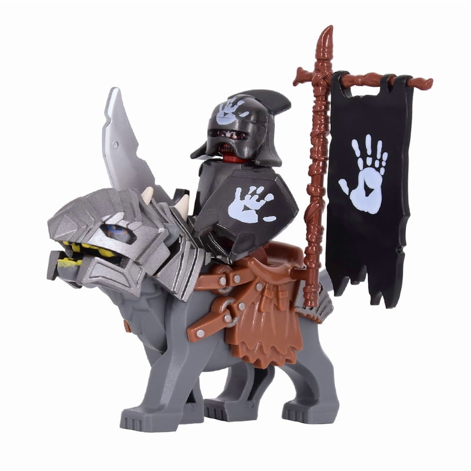1PCS Medieval lotr Figures Orc Cav BanV Soldiers Brown Wolf rider Mount ...