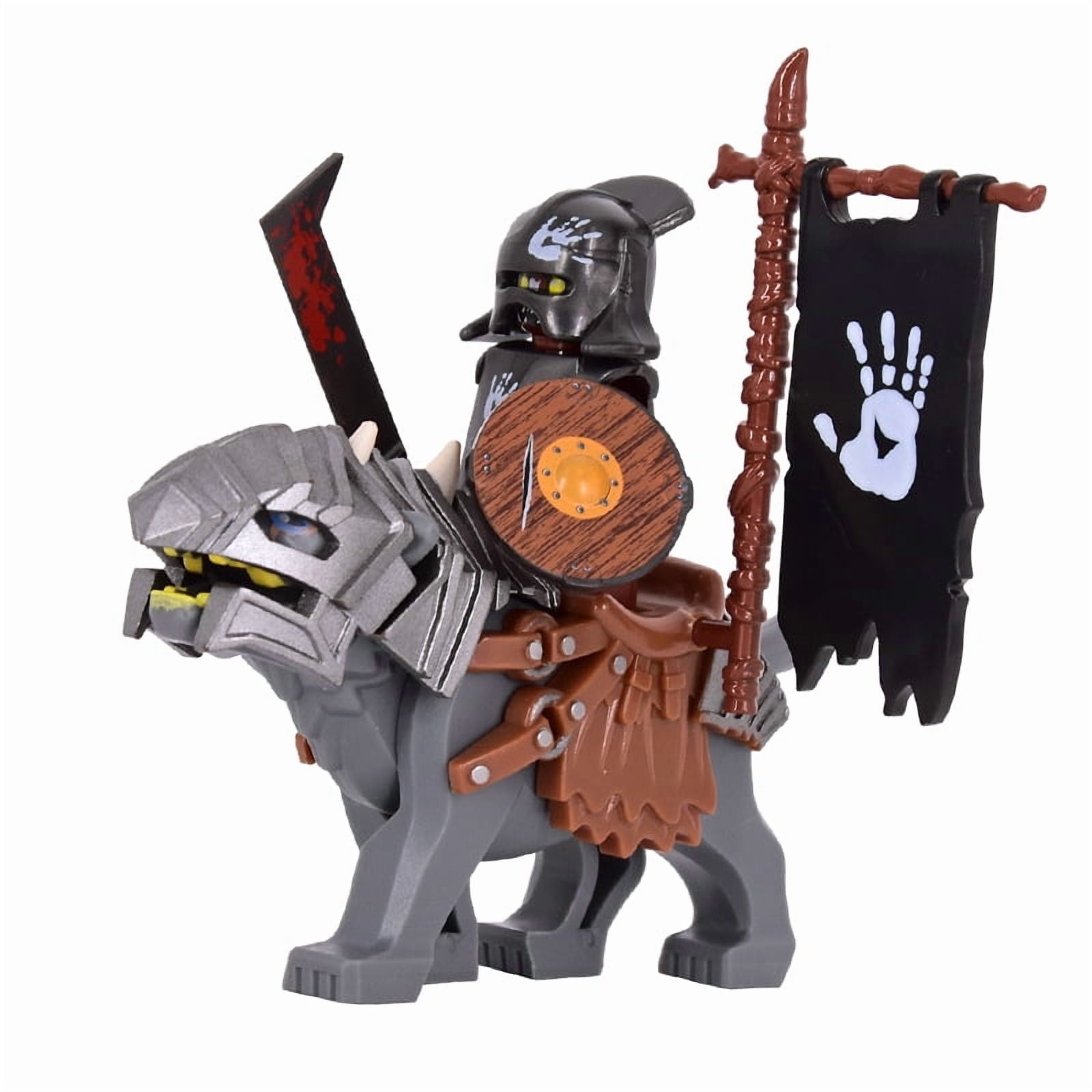 1PCS Medieval lotr Figures Orc Cav BanV Soldiers Brown Wolf rider Mount ...