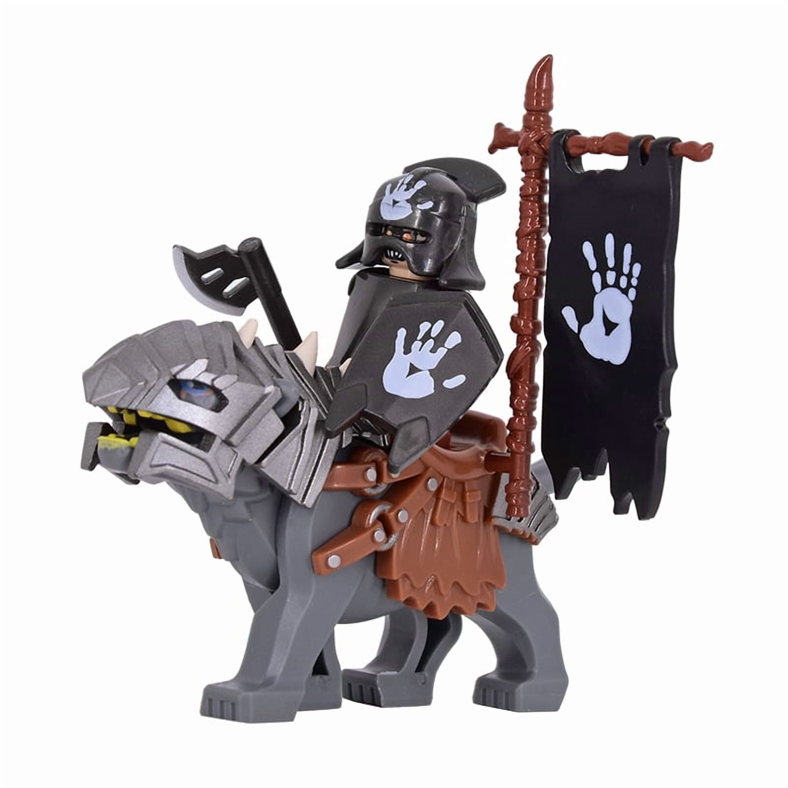 1PCS Medieval lotr Figures Orc Cav BanV Soldiers Brown Wolf rider Mount ...