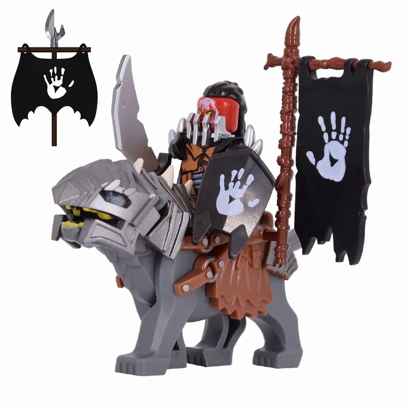 1PCS Medieval lotr Figures Orc Cav BanV Soldiers Brown Wolf rider Mount Knights Building Blocks ...