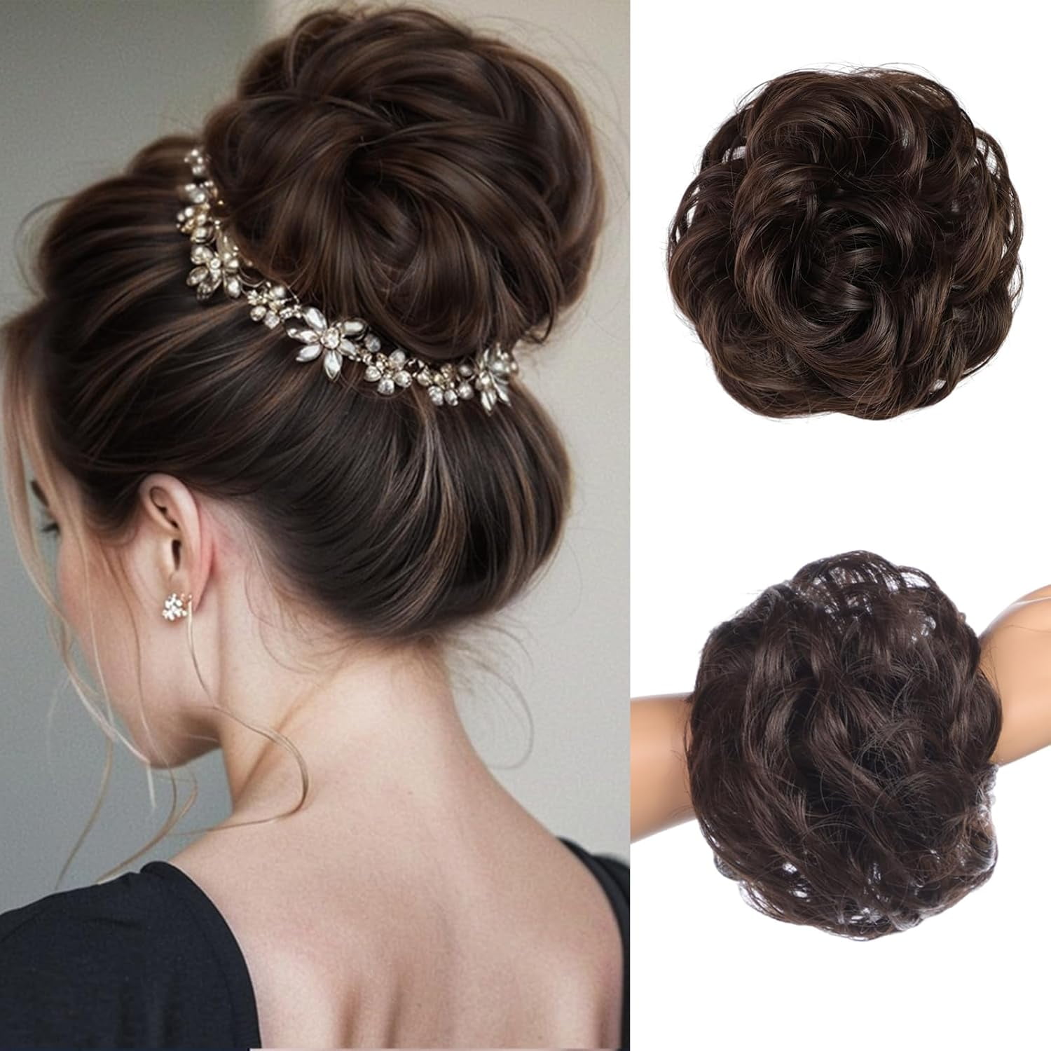 1PCS Messy Bun Hair Piece Messy Hair Bun Scrunchies for Women Wavy ...