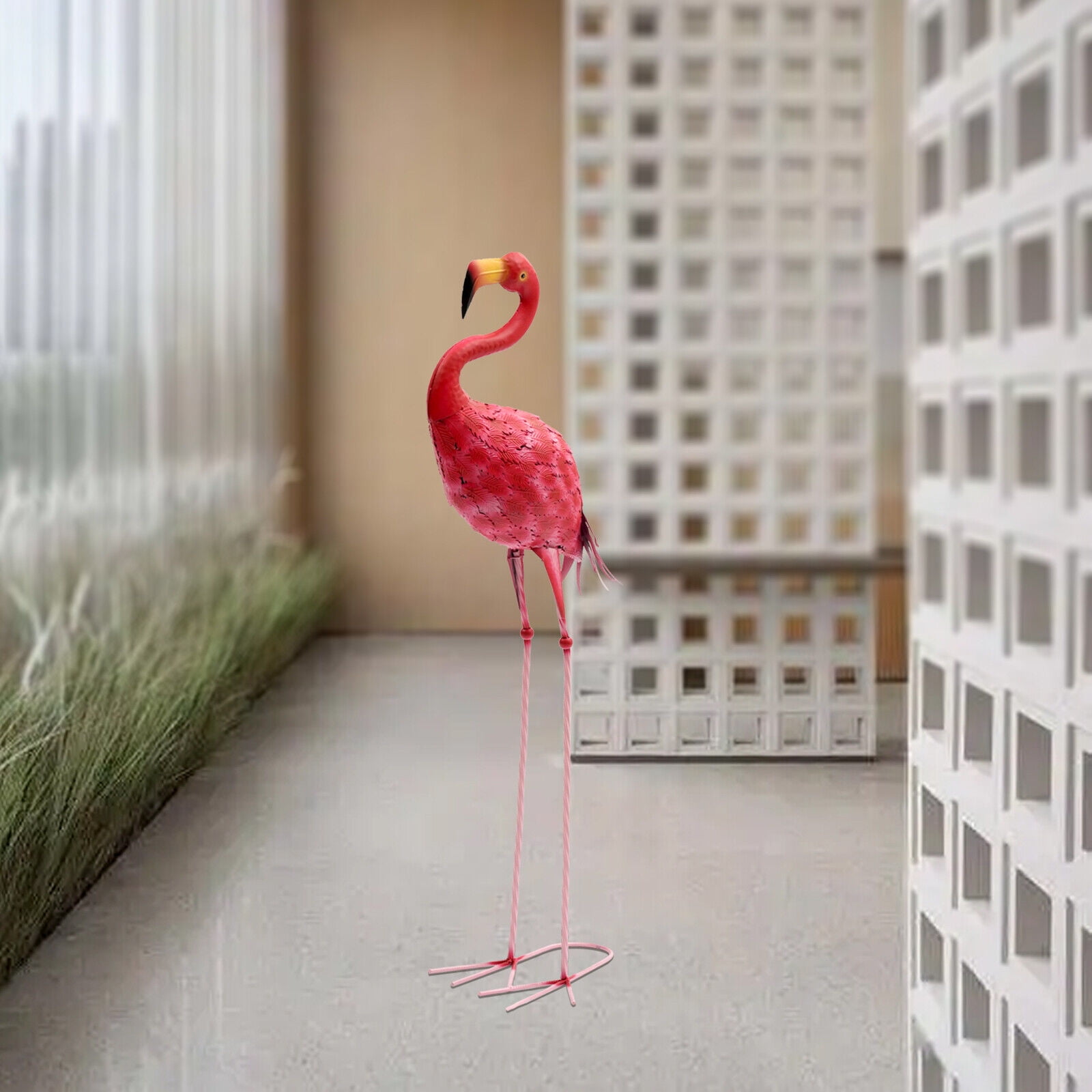 1PCS Metal Birds Yard Art Outdoor Statue, Large Pink Flamingo Lawn ...