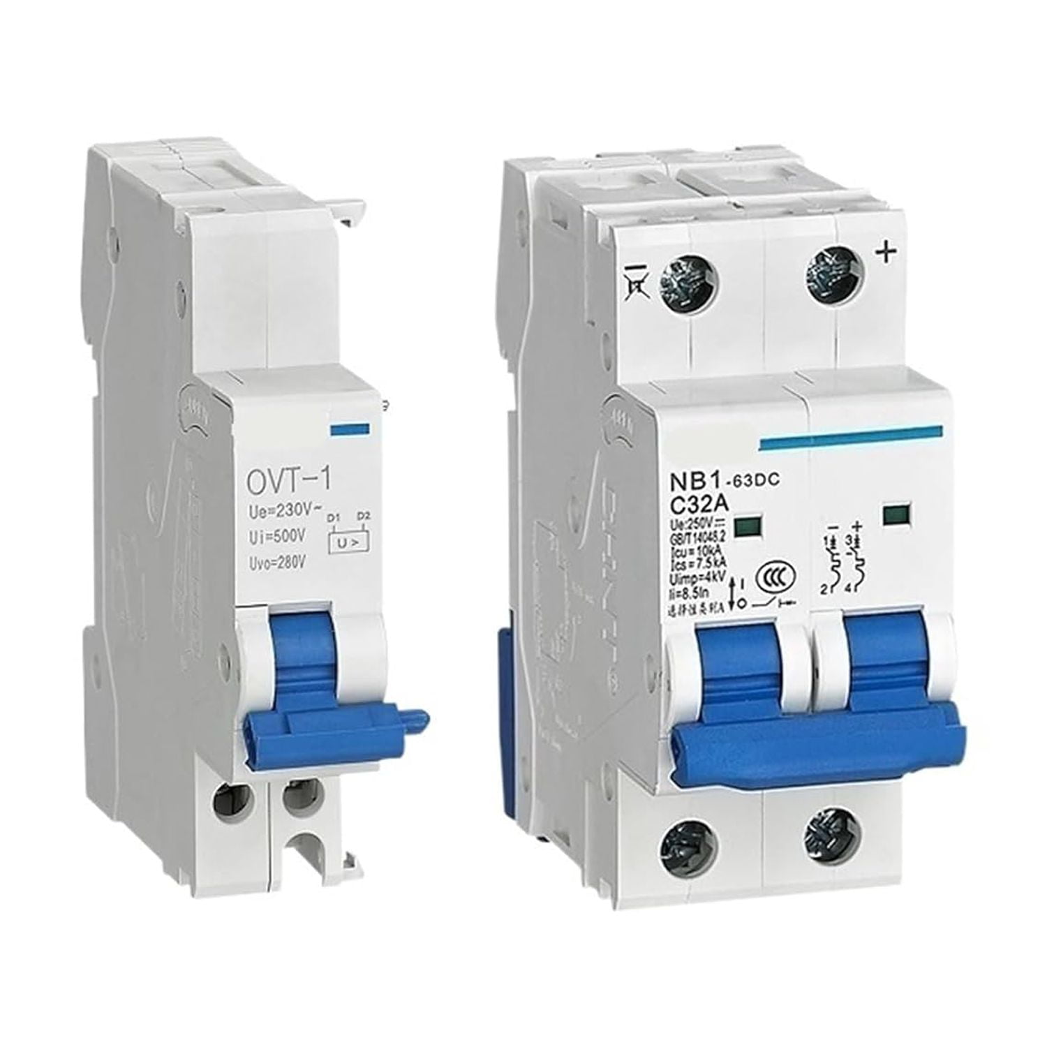 1PCS NB1-63DC DC Miniature Circuit Breaker with overvoltage Release Solar photovoltaic Small ...