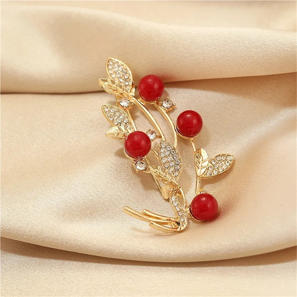 1PCS New Tulip Flower Golden Brooch Elegant Design Sense Rose White ...