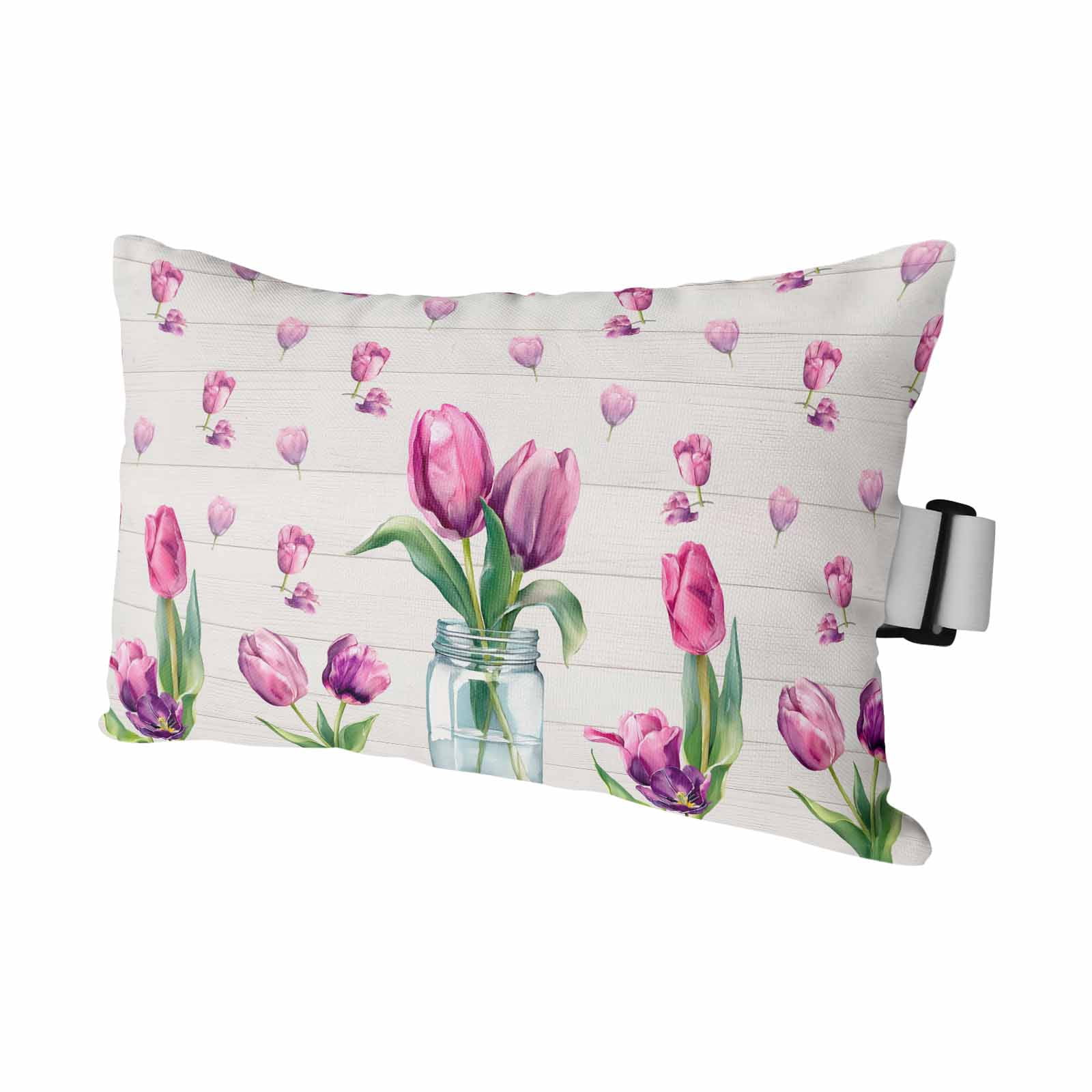 1PCS Outdoor Pillow for Chaise Lounge Chair Country Pink Tulips Glass ...