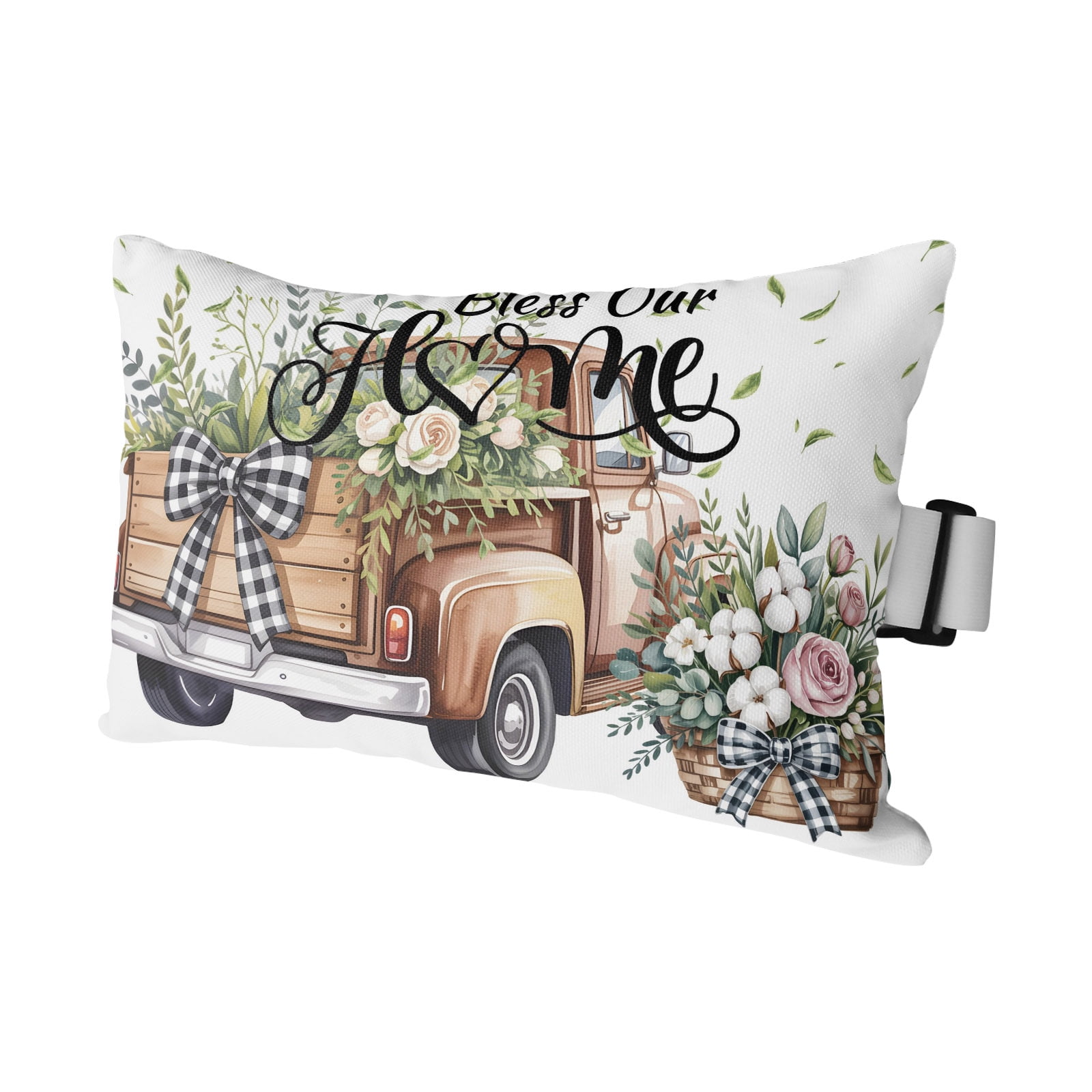 1PCS Outdoor Pillow for Chaise Lounge Chair Farmhouse Brown Truck Rose ...
