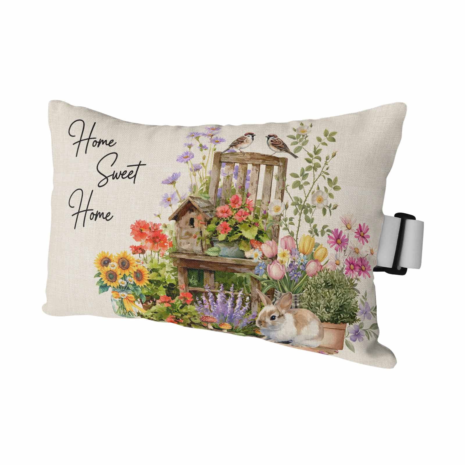 1PCS Outdoor Pillow for Chaise Lounge Chair Farmhouse Rabbit Sunflower ...