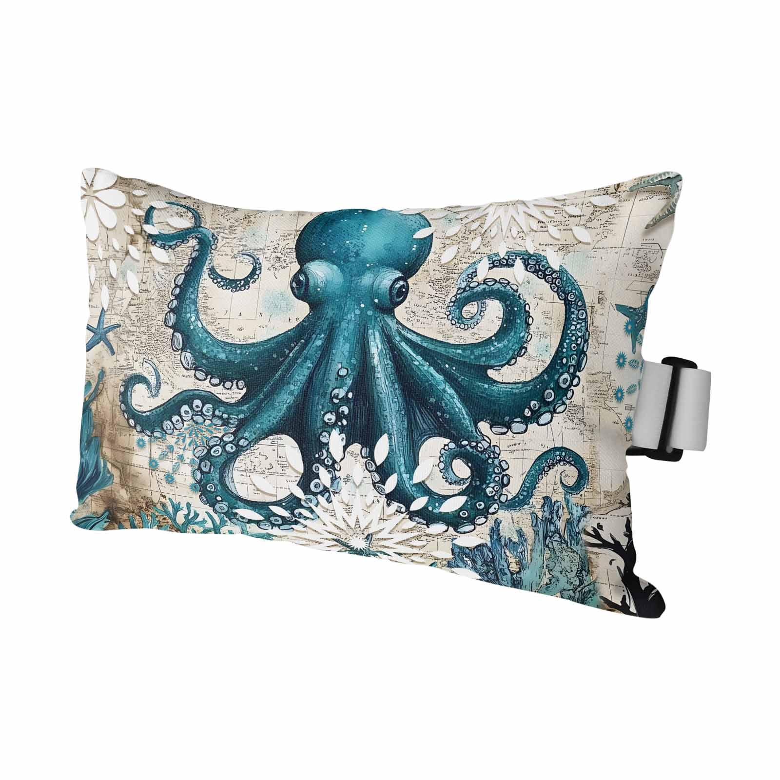 1PCS Outdoor Pillow for Chaise Lounge Chair Octopus Ocean Coral Sea ...
