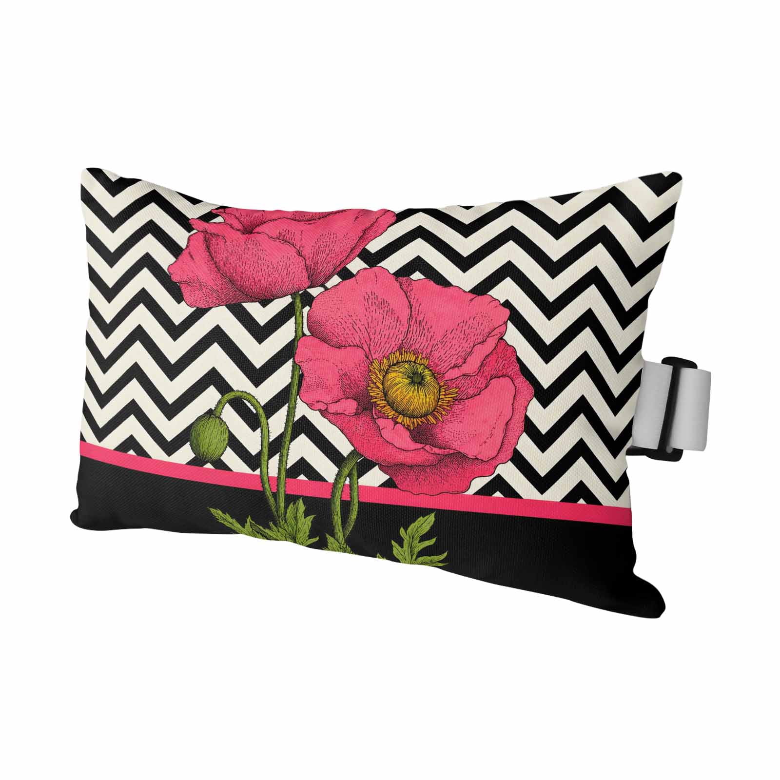 1PCS Outdoor Pillow for Chaise Lounge Chair Pink Poppy Flower Retro ...