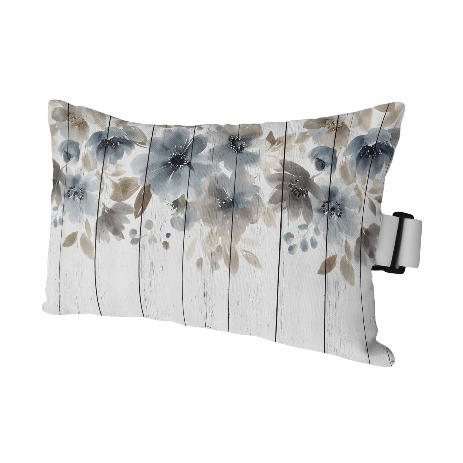 1PCS Outdoor Pillow for Chaise Lounge Chair Spring Blue Brown Flower on ...
