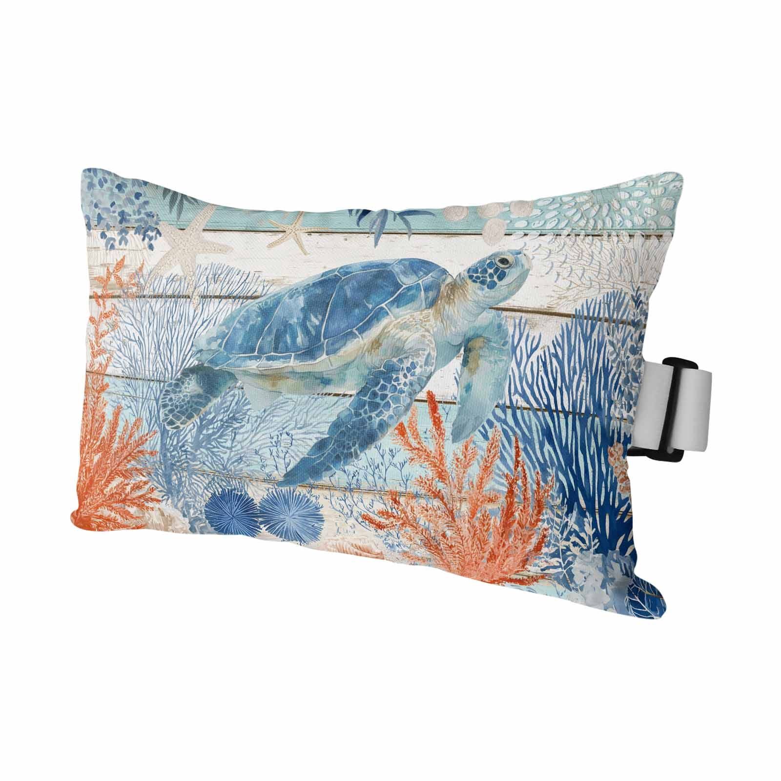 1PCS Outdoor Pillow for Chaise Lounge Chair Starfish Sea Turtle Retro ...