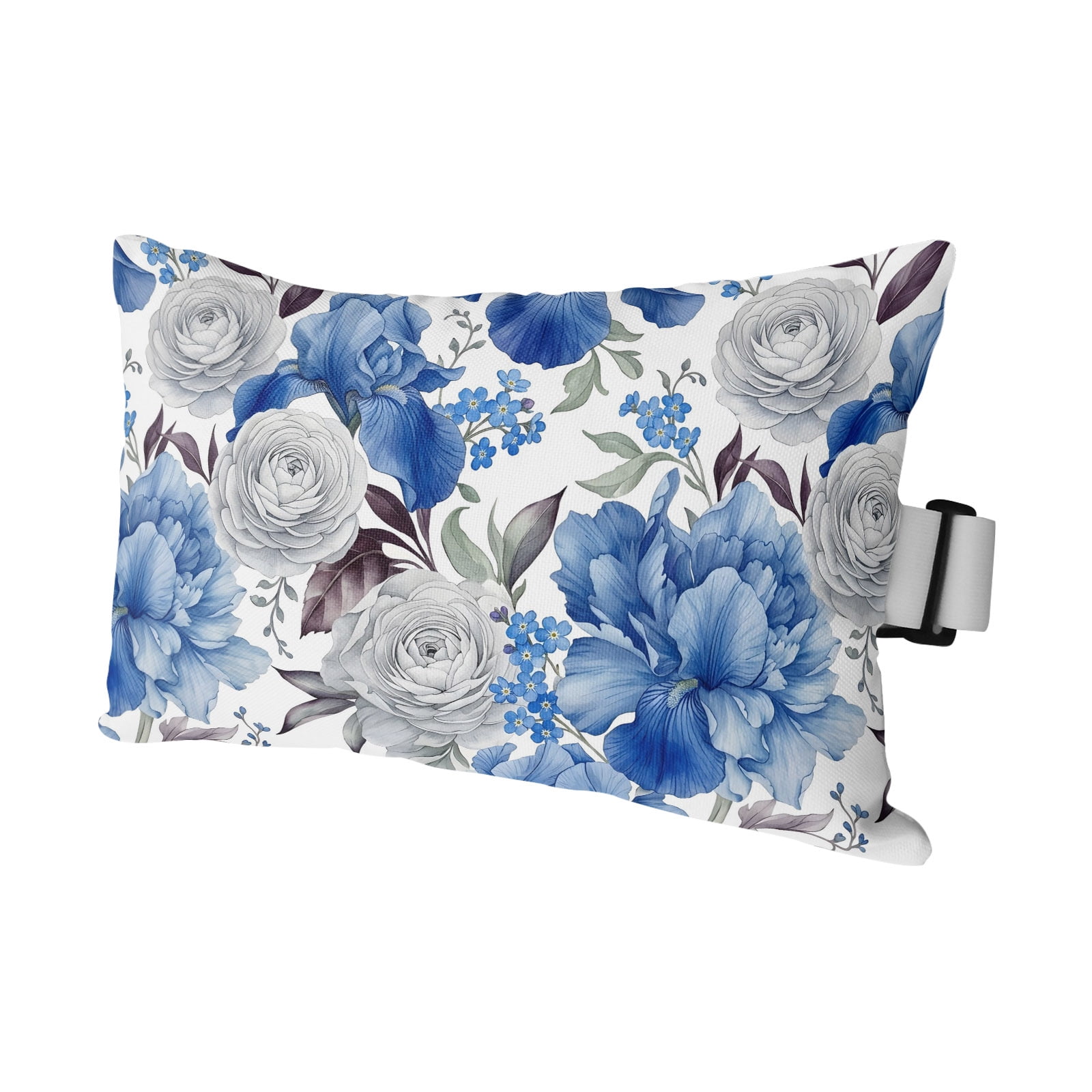 1PCS Outdoor Pillow for Chaise Lounge Chair Watercolor White Blue Roses ...