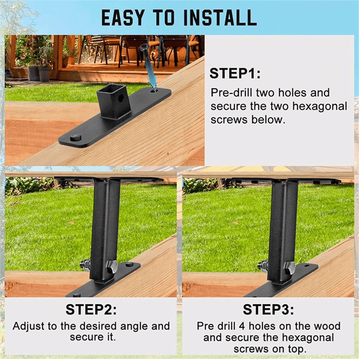 1PCS Patio Roof Riser Heavy Duty Pergola Brackets Kit Stainless Steel ...