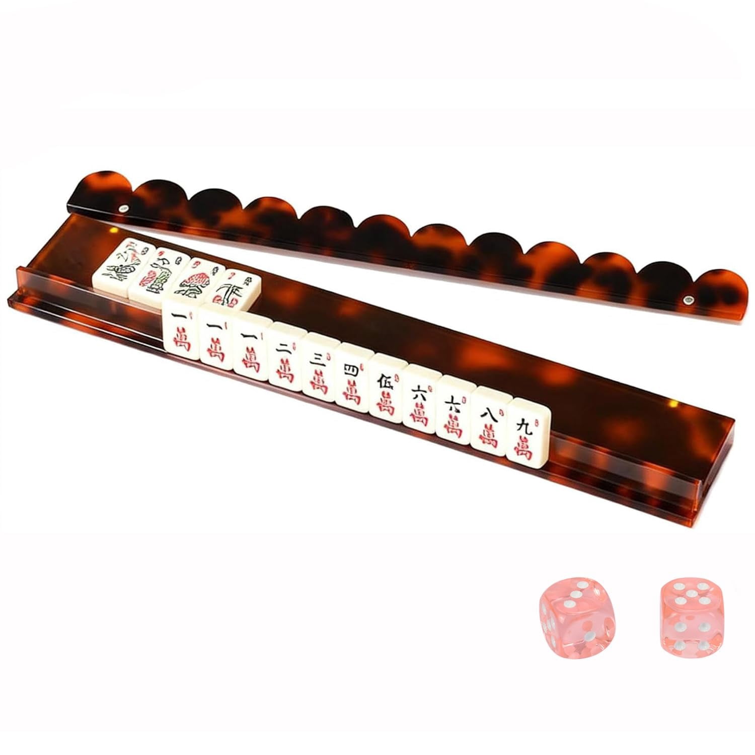 1PCS Pearl Scalloped Mahjong Racks with Magnetic Pushers, Tortoise ...
