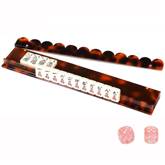 1PCS Pearl Scalloped Mahjong Racks with Magnetic Pushers, Tortoise ...