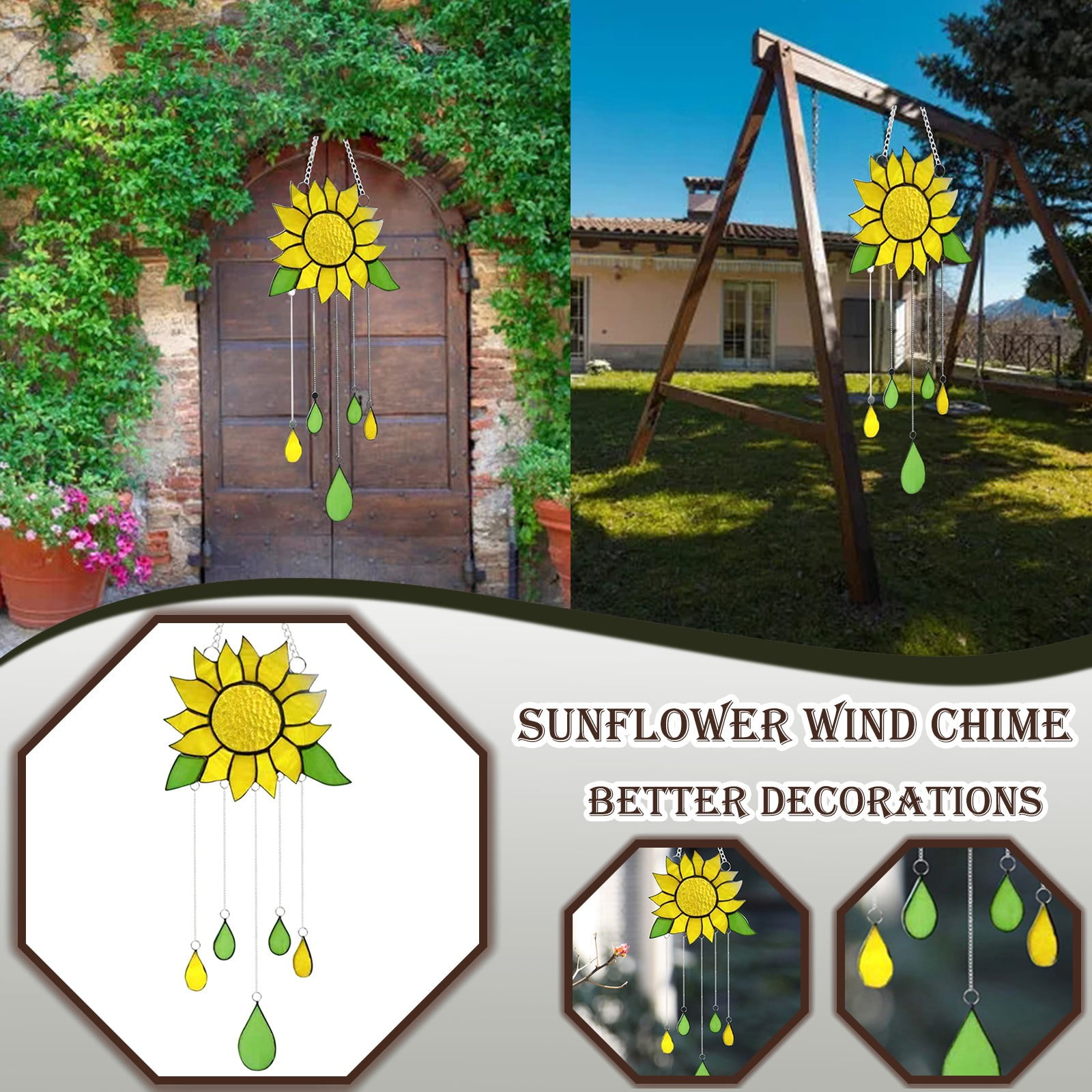 1PCS Pendant Bedroom Crafts Room Wind Sunflower Living Chime Pendant ...