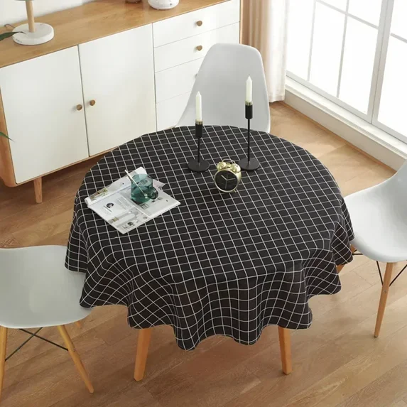 1PCS Polyester 60-Inch Grid pattern Round Tablecloth - for Wedding and ...