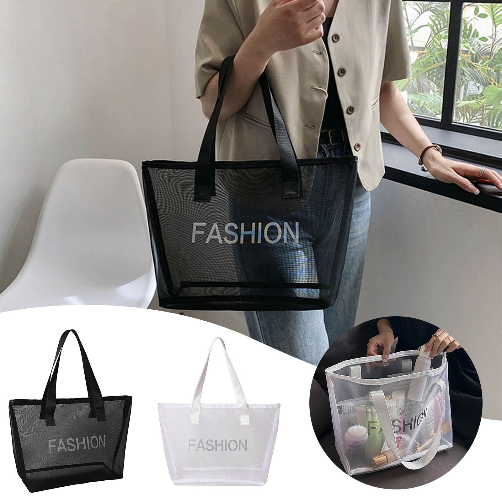 1PCS Popular Simplicity Fashion Sheer Mesh Tote Mesh Tote Sheer Tote ...