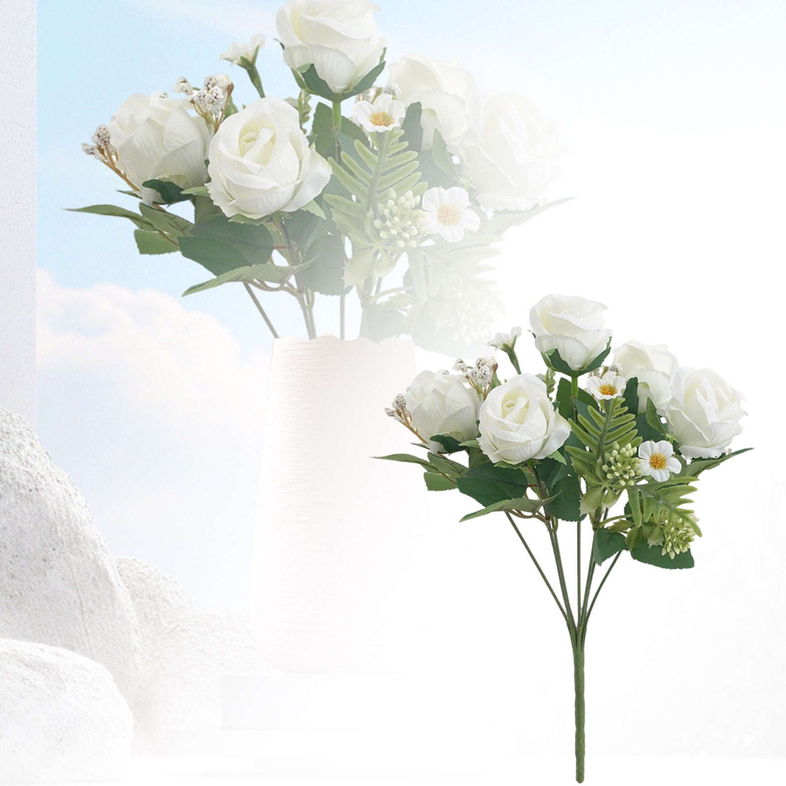 1PCS Realistic Flower Bouquet - Lifesize Floral Arrangements with Long ...
