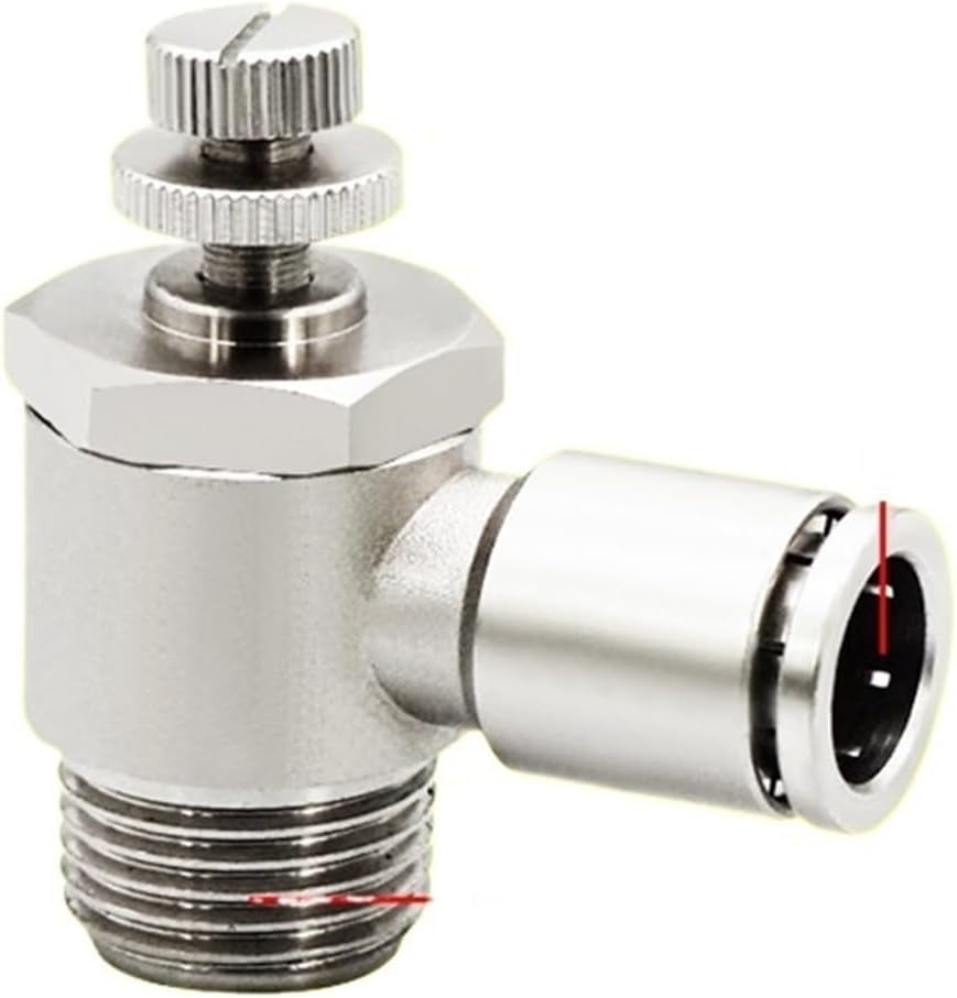 1PCS SL4/6/8/10/12mm All Copper Nickel-Plated Quick Plug Trachea Pneumatic Cylinder Speed Valve ...