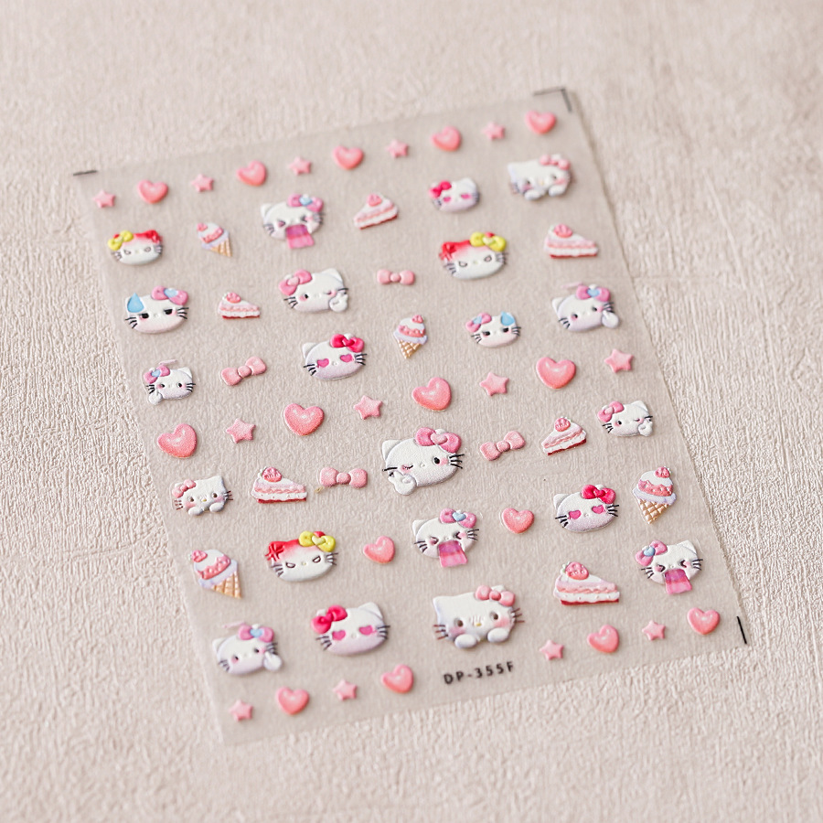 1PCS Sanrio Cute Cinnamoroll Pom Pom Purin Cartoon 5D Stickers Nail ...