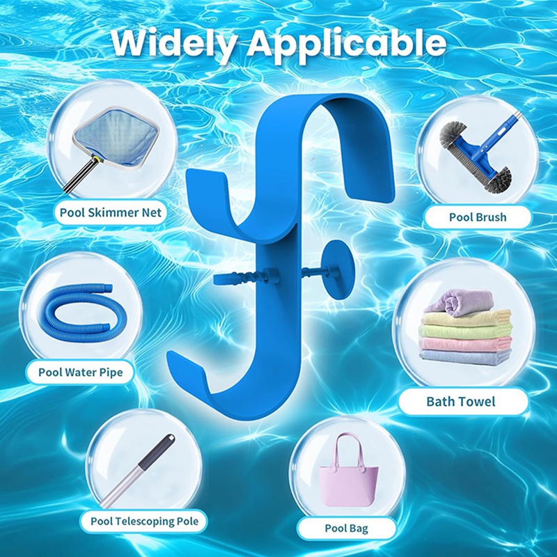 1PCS Set Wide Pool Pole Hangers Heavy Duty Blue Holder Hooks with ...