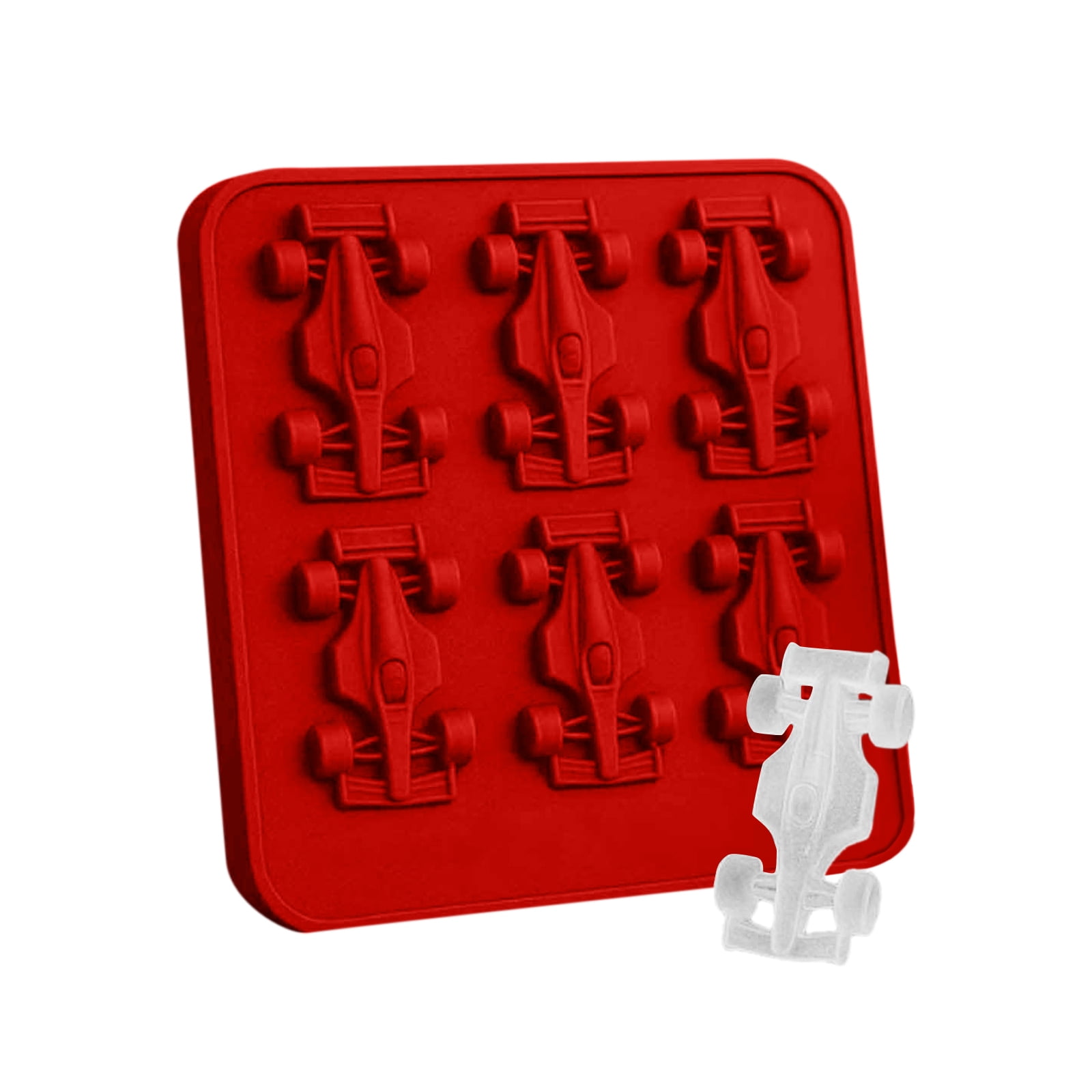 1PCS Soft Silicone Racing Car Ice Moulds Fun 6 Cavity 3D Race Car Shape ...