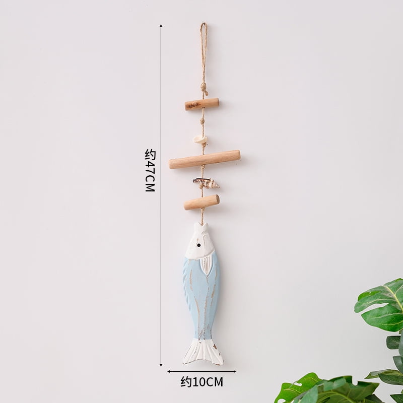 1PCS Vintage Wooden Fish Hanging Wood Fish Decor Hand Carved Nautical ...
