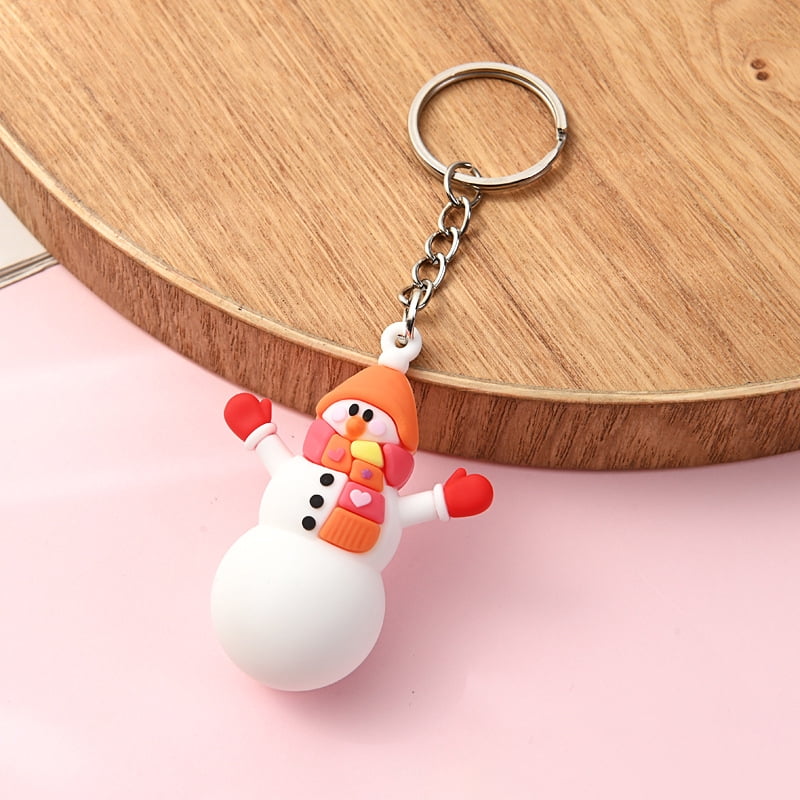 1PCS Xmas Tree Elk Snowman Keyring Pendant Merry Christmas Christmas ...