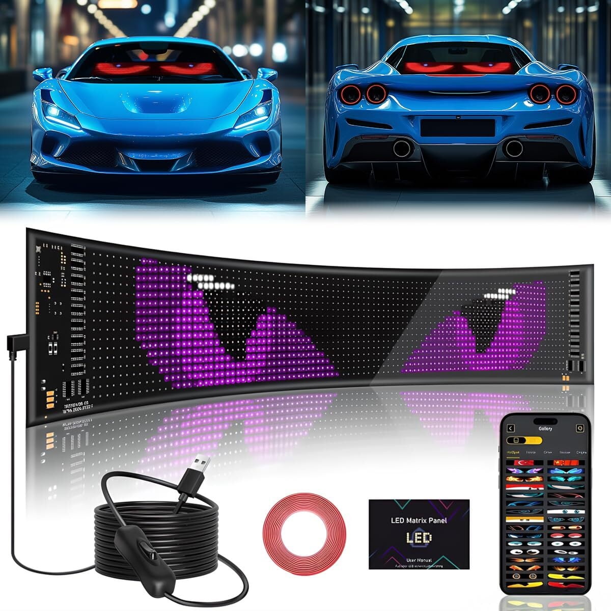 1PCS led Devil Eyes Light for semi Truck,14.5in x 3.5 in Programmable ...