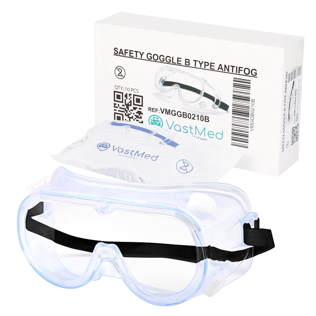 VASTMED Anti-Fog Safety Goggles | Clear Lens, Adjustable, Dust & UV ...