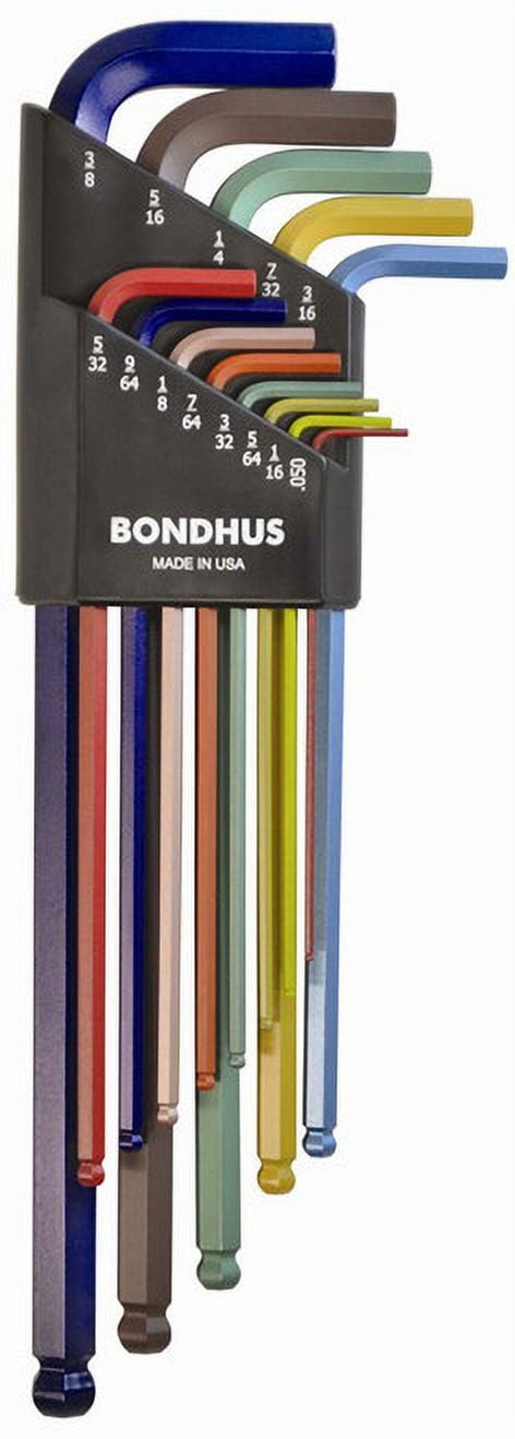 1PK Bondhus 69637 Ball End L-Wrench Set with ColorGuard Finish with ...