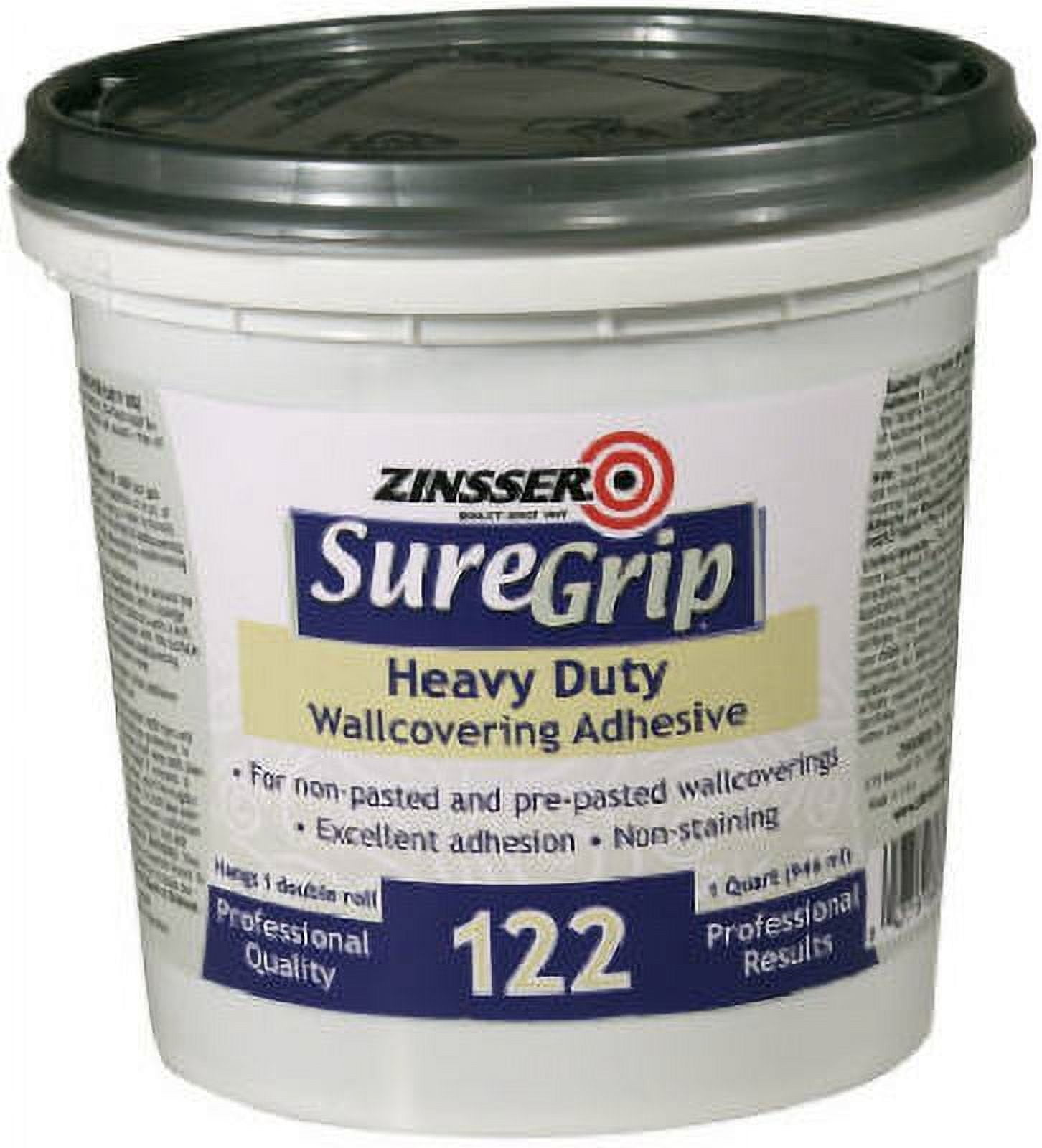 Zinsser SureGrip 122 Heavy Duty Wallcovering Adhesive, Clear Paste ...