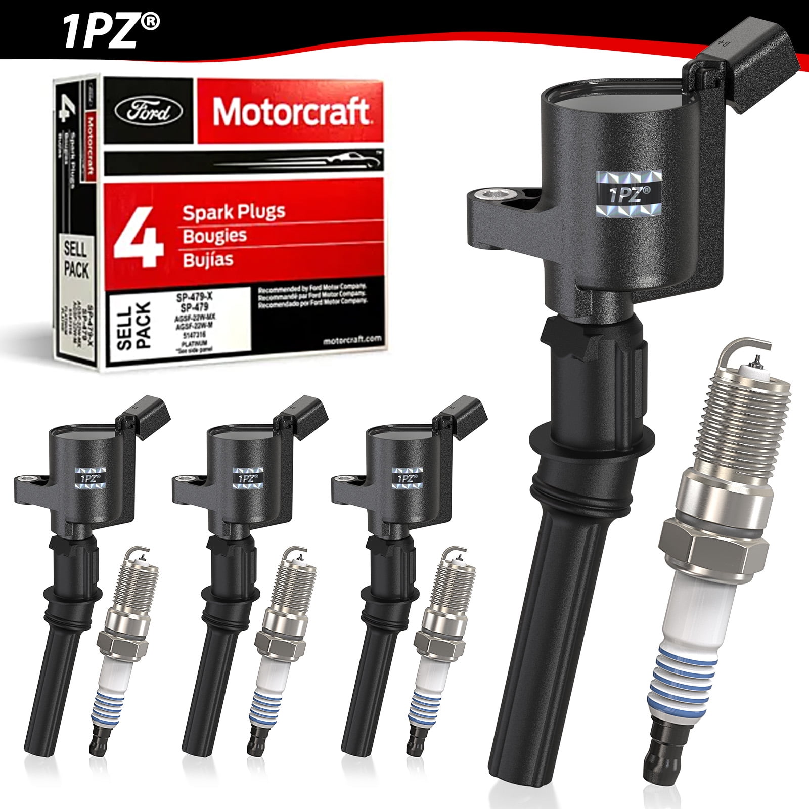 1PZ CZ0-270 4x Ignition Coils DG508 & Motorcraft Platinum Spark Plugs ...