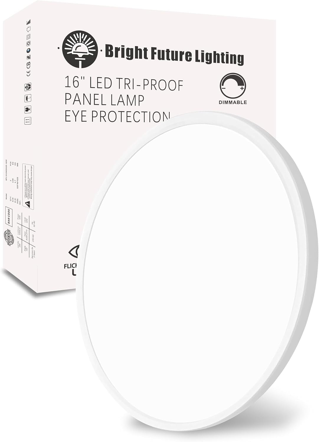 1Pack 16 Inch Dimmable LED Flush Mount Ceiling Light Panel,32W 3480LM ...